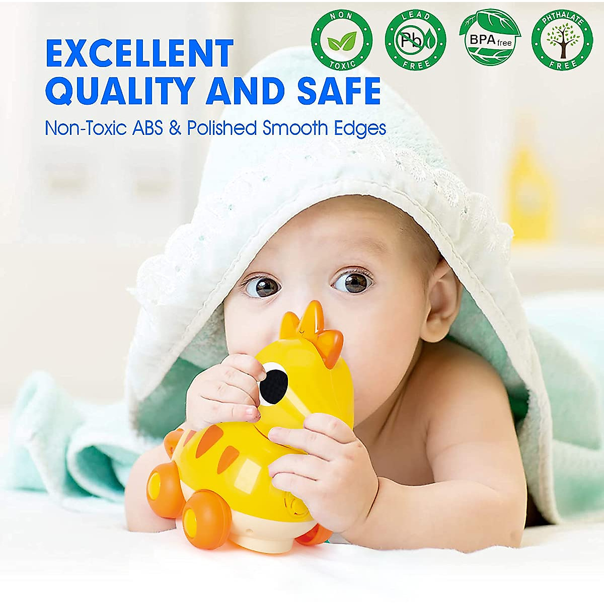 HOLA Baby Toys 6 to 12 Months Infant Toys 6-12 Months Crawling Toys, Touch & Go Music Light 6 Month Old Baby Toys 12-18 Months, Baby Boy Toys for 1 Year Old Boy Gifts Girl Toy