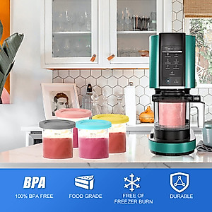 LUTER 4pcs Ice Cream Pint Containers, Containers Replacement for Ninja Creami Pints Ice Cream Containers with Lids for Omnikit with 4 Spoons Compatible with NC301 NC300 NC299AMZ Ice Cream Maker