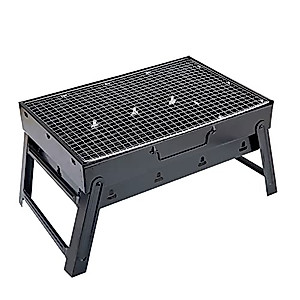 Portable Charcoal Grill Stainless Steel Folding Grill Tabletop Outdoor Smoker BBQ for Picnic Garden Terrace Camping Travel ( Color : 7 pieces , Size : 35*27*20cm )