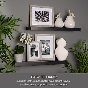 MELANNCO Black Pole Mount Chunky Shelves, Hardware and Instructions Included, Set of 2 23.6x5.7x1.5 Inch