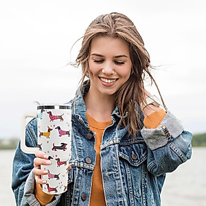 wmvhdiw 30 Oz Tumbler With Handle,Dachshund Coffee Travel Mug Cup Water Bottle, Dachshund Decor, Dog Gifts for Women