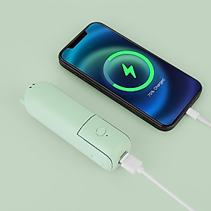 HZSK Joylifetech Handheld Mini Fan, Portable Foldable Fan with Power Bank, USB Rechargeable Small Pocket Fan, Battery Operated Personal Fan with 3 Speeds for Women Outdoor Travel (Green)