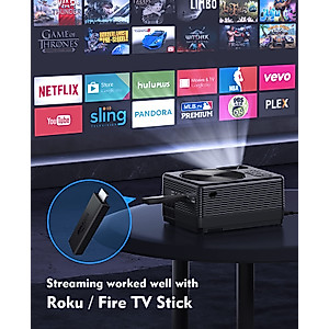 Mini Projector for iPhone, 1080P Bluetooth DVD Projector with Built in DVD Player with 120 inches Screen, Led Portable Video Projector for Outdoor Family Movie Night Compatible Phone/HD/USB