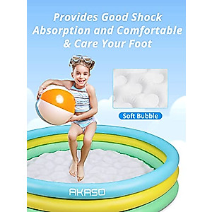 AKASO Inflatable Kiddie Pool for Toddlers Baby, 59'' x 13'' Portable Blow Up Swimming Pool, 3 Rings Child Paddling Pool for Outside, Garden, Backyard, Indoor Ball Pit/Fishing/Toys Summer Water Party