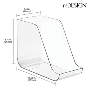 mDesign Long Plastic Soup Can Dispenser Storage Organizer Container Bin for Kitchen Pantry, Countertop, Cabinet, Refrigerator, Freezer, Hold Canned Food, Soda, Water, Ligne Collection, 4 Pack - Clear