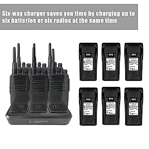 Teseko Six-Way Charger Multi Unit Charger for Motorola NNTN4497CR NNTN4497DR NNTN4496 CP040 CP140 CP150 CP160 CP180 CP200 CP200D CP250 CP380 PR400 EP450 EP450S DEP450 GP3688 GP3188（Thick Version）