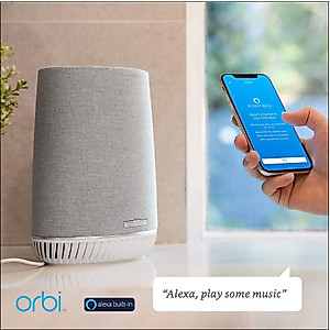 NETGEAR Orbi Voice Smart Speaker & WiFi Mesh Extender with Amazon Alexa Built-in (RBS40V), Works with Any WiFi Router (Renewed)