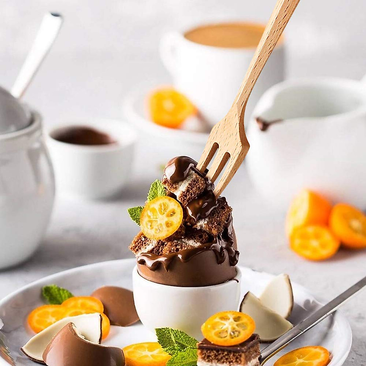 Wood Forks,AYFDISHS 5 Pieces Reusable Wooden Fork for Eating,7.5Inch Japanese Wood Salad Dinner Forks,Eco-friendly Wooden Flatware Set for Cooking, Dessert, Fruits, Salad