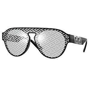 Versace VE 4420 GB1/AL Black Plastic Aviator Sunglasses Silver Mirror Lens