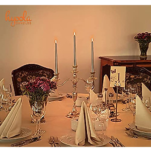 Hyoola Tall Metallic Antique Gold Taper Candles - 12 Inch - Dripless - 12 Pack - 10 Hour Burn Time