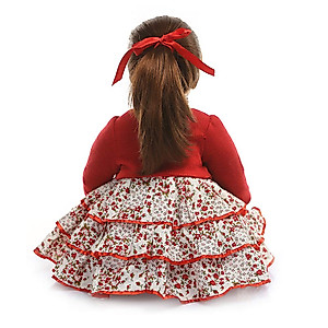 Zero Pam Lifelike Reborn Toddler Girl Doll 24 Inch Realistic Reborn Girl Dolls Weighted Newborn Baby Soft Cloth Body Long Hair Red Outfits Handmade Baby Toys Cute Plush Bear