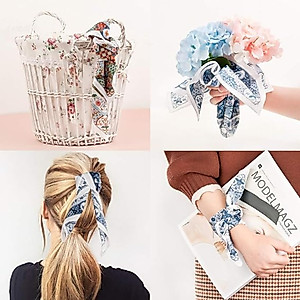 HOULIFE Women Floral Print Handkerchiefs, Vintage Flower Printing Hankies Soft Cotton Ladies Handkerchief for Wedding Party (Mixed 1-8pcs)