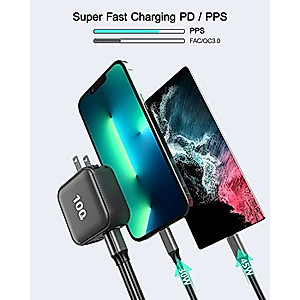 100W USB C Wall Charger, PD 3.0 PPS 4-Port GaN Super Fast Charger Type C Charging Station Foldable Power Adapter Travel Charger Block for MacBook Pro Air, iPhone 13, iPad Samsung Pixel Lenovo HP Dell