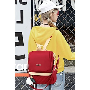 MBVBN Fashion Mochila Solid Color Women Backpack Purse Travel Bag Teenagers School Bags Kawaii (Red)