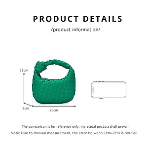 BEAON Knoted Woven Handbag for Women Leather Shoulder Bag Designer Ladies Handmade Tote Hobo Bucket Purse Clutch Green
