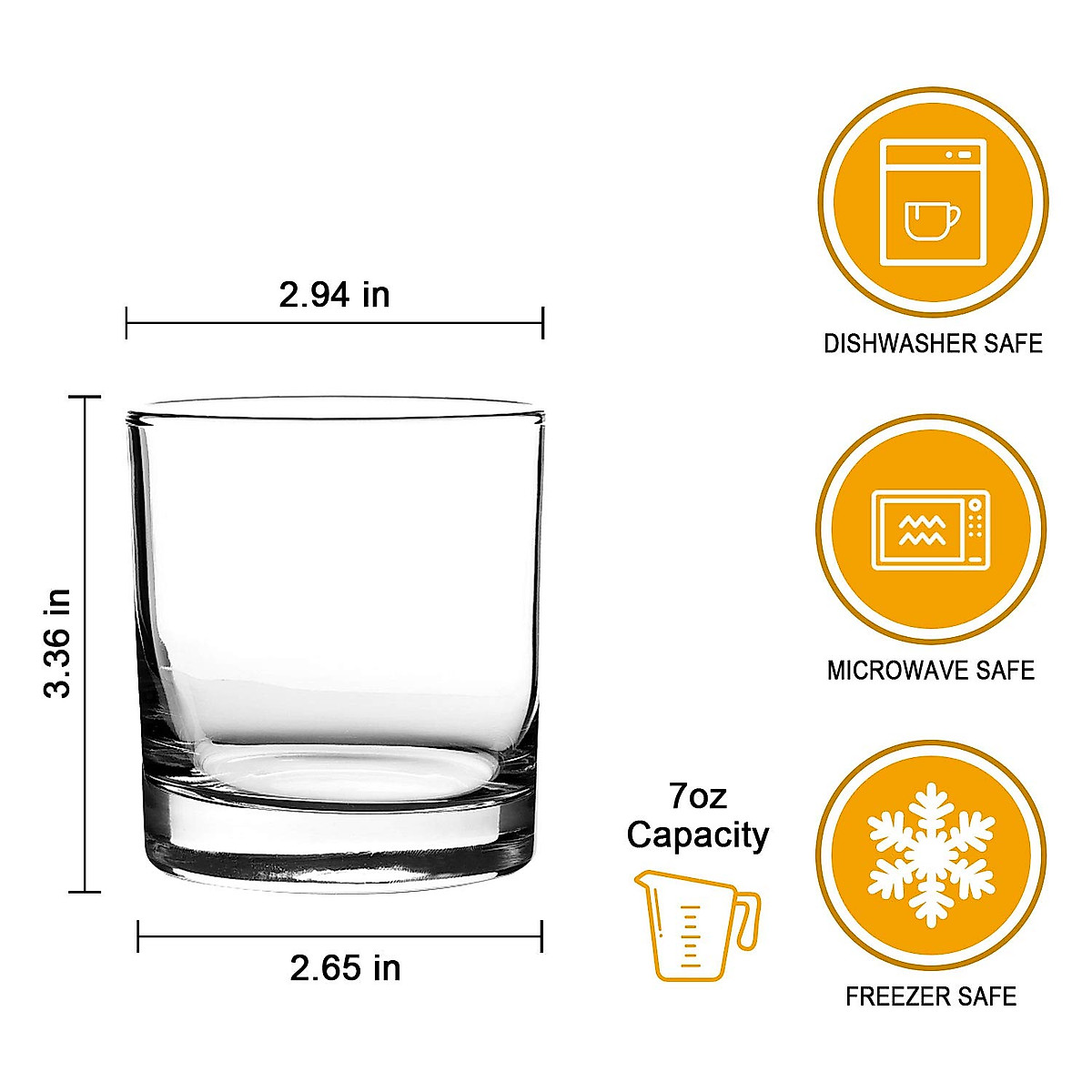 Whiskey Glasses 7oz,QAPPDA Clear Drinking Glasses,Old Fashioned Cockatail Glass Bourbon Glasses,Heavy Base Rocks Glasses For Juice,Beverages,Drinking Shot Glass Liqueue Glass Vodka Glass Cups 12 Pack