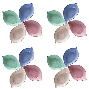 VinBee 12 Pack Leaf Shape Sauce Dish, Sauce Dipping Bowls Wheat Straw Soy Sauce Dishes Mini Dinnerware Plate Condiment Dish for Paste Jam Sushi Assorted