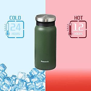 TSURUYA 14oz CoffeeThermos Vacuum Insulated Stainless Steel Travel Tea Mug, Thermos for Hot Drinks Leak Proof Coffee Tumbler with Lid for Home, Office or Car
