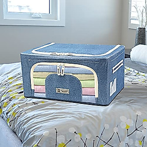 Storage Bins, Foldable,Stackable Clothes Storage Bags,clothes organizer,for Clothes With Large Clear Window Carry Handles, for Bedding, Linen, Clothes (24 L 2 Pack)