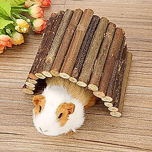 Tnfeeon Hamster Bridge, Wooden Bridge Ladder House Small Animal Chew Toy for Reptile Rodents(M)