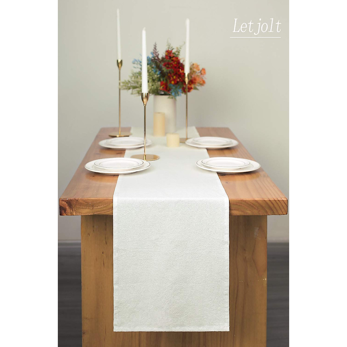 Letjolt White Table Runner Rustic Table Runner 12x72 Inches Cotton Table Runner Plain Table Runner