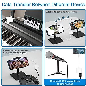 Apple Lightning to USB Camera Adapter with Charging Port, USB 3.0 OTG Cable for iPhone/iPad to Connect Card Reader, USB Flash Drive, U Disk, Keyboard, Mouse, Hubs, MIDI, Plug & Play