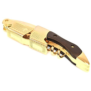 Gold & Black Corkscrew Wood Handle Professional Double Hinge Waiters Wine Key
