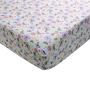 Brandream Nursery Bedding for Girls Purple Butterfly Crib Bedding, 4 Piece Farmhouse Baby Comforter Set with Floral Butterfly