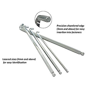 NordWolf 9-Piece Metric Ball End Stubby Allen Wrench Set, Long Arm S2 Steel Hex L-Keys, Sizes 1.5mm to 10mm