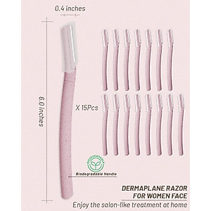 Dermaplane Razor for Women Face, 15 Pcs Microblade Eyebrow Razors, Multipurpose Dermaplaning Tool for Face, Face shavers for Women and Men (Pink)