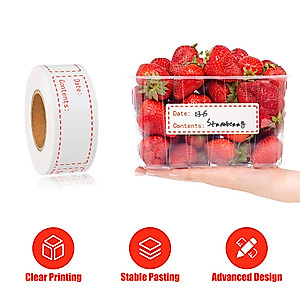 150Pcs Removable Freezer Labels, Waterproof Food Storage Stickers, Refrigerator Freezer Paper Label, Self-Adhesive Food Reminder Date Labels Roll for Home Restaurant Kitchen Containers Use (Red)