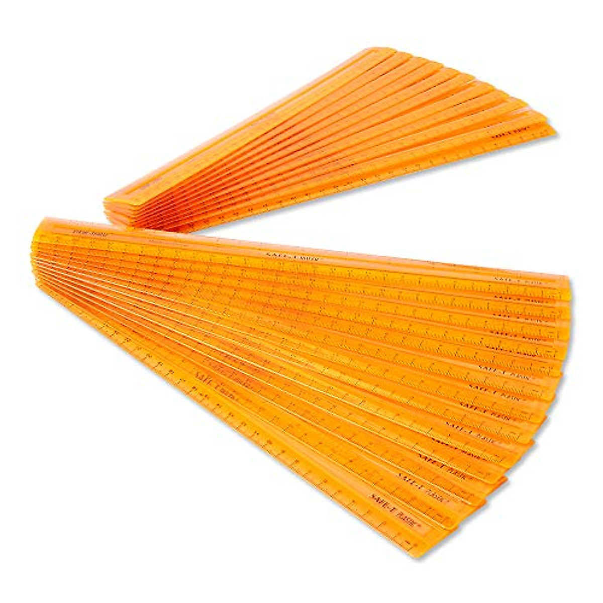 hand2mind 12"(1/16") Plastic Safe-T Ruler, Clear Rulers for Kids, Flexible Ruler, Rulers for School, Unbreakable Rulers, Straight Edge Ruler, Classroom Supplies (Pack of 24)