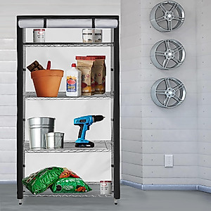 Dalema Waterproof Shelf Cover,600D Heavy Duty Dustproof Storage Wire Rack Covers,Outdoor Shelving Covers for Wire Shelves with Zipper 36''x24''x72'',Black.