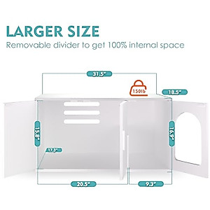 Amunrbrek Cat Litter Box Enclosure Furniture as End Side Table, Stackable Litter Box Furniture with Front-entry Cat Door (White)