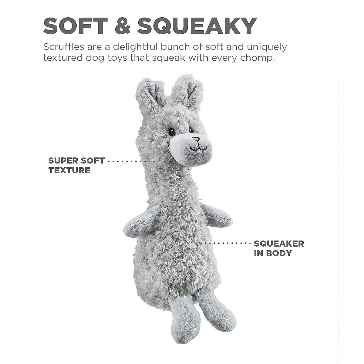 Outward Hound Scruffles Bunny Plush Squeaky Dog Toy, Small
