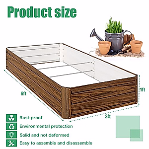 SnugNiture Galvanized Raised Garden Bed 6x3x1FT Outdoor Large Metal Planter Box Steel Kit for Vegetables, Flowers, Herbs, and Succulents