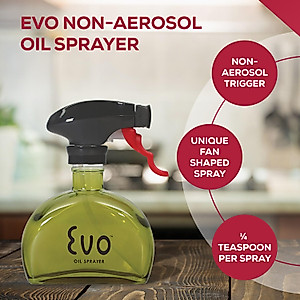 Evo Oil Sprayer Glass, Non-Aerosol for Olive, Cooking Oils, and Vinegars, Green, 6-Ounce Capacity