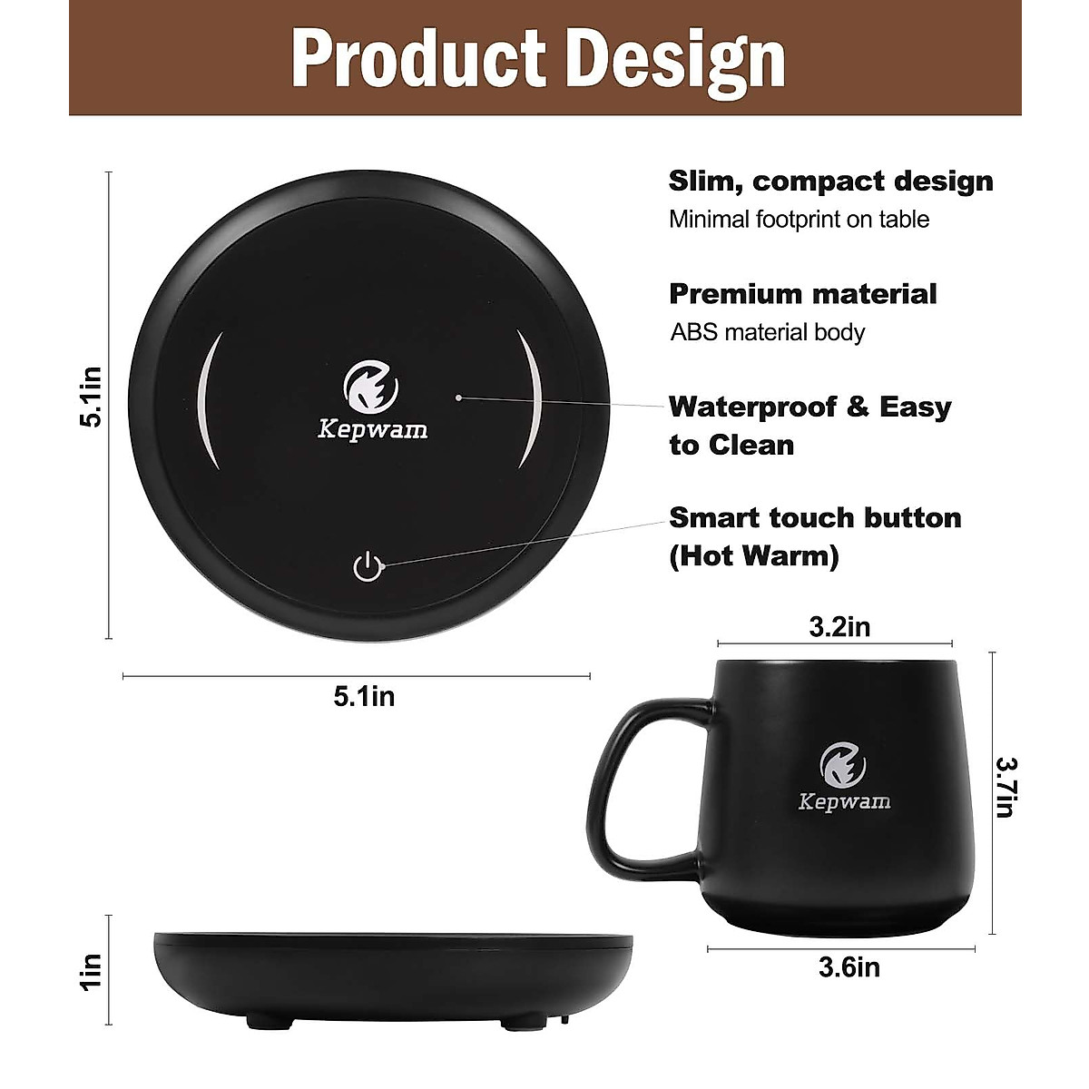 Coffee Mug Warmer & Mug Set with 2 Temp Settings, Coffee Lovers Present for Women Men, Coffee Cup Warmer with Auto Shut Off, Coffee Warmer for Christmas Day, Birthday, Valentine's Day Present