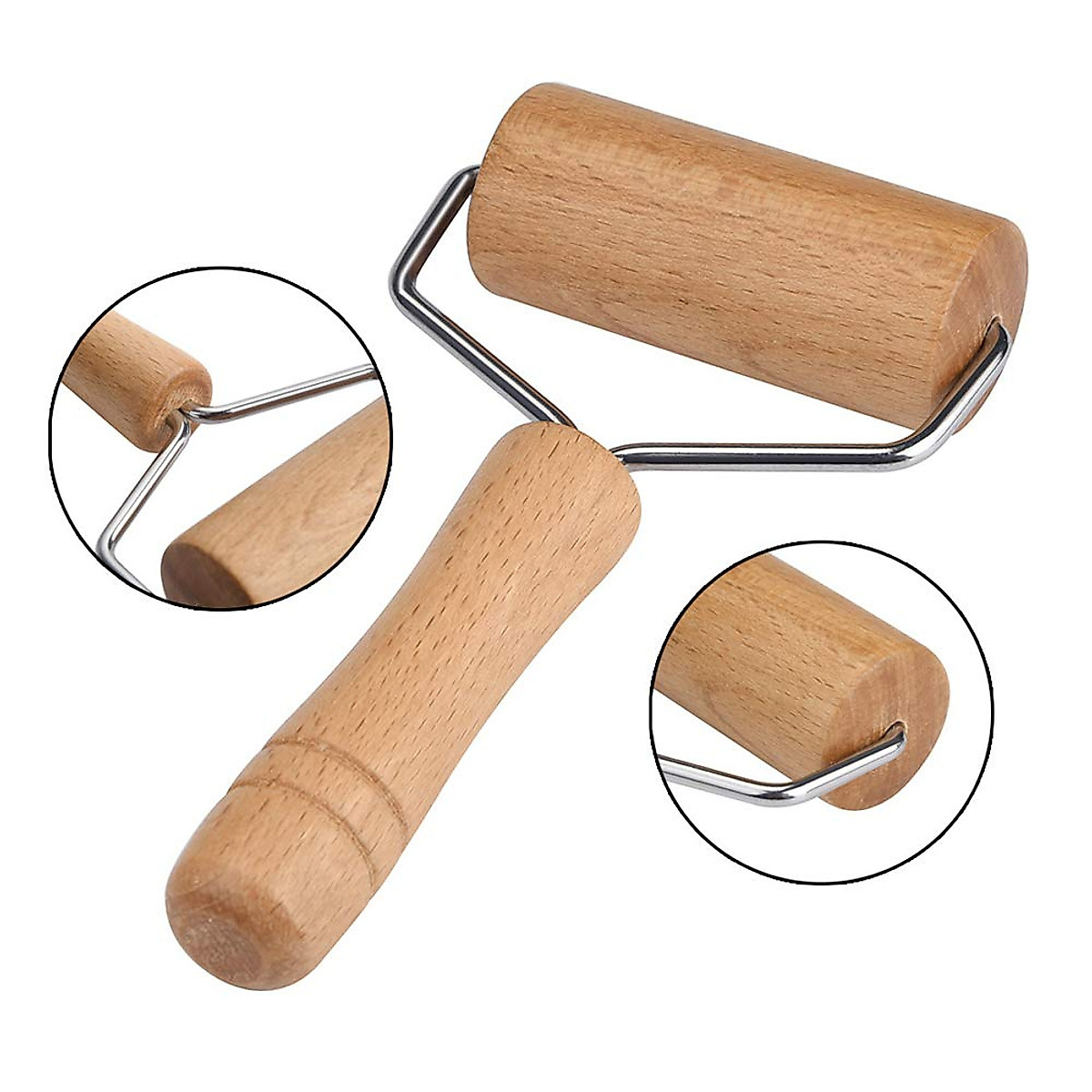 1 Piece 9.5cm Wide Wood Pastry Pizza Roller Wooden Brayer Wooden Rolling Pins Wood Dough Roller 5D Diamond-Paint Art Tool Wooden Roller for Baking or Ceramic Pottery Clay Working