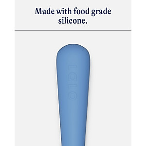 Lalo Little Spoon Set - 2 Piece Baby Spoons Set for Infants & Babies - Made From Food Grade Silicone Dishwasher Safe - Baby Feeding Essentials for Early Stage Mealtime - Blueberry