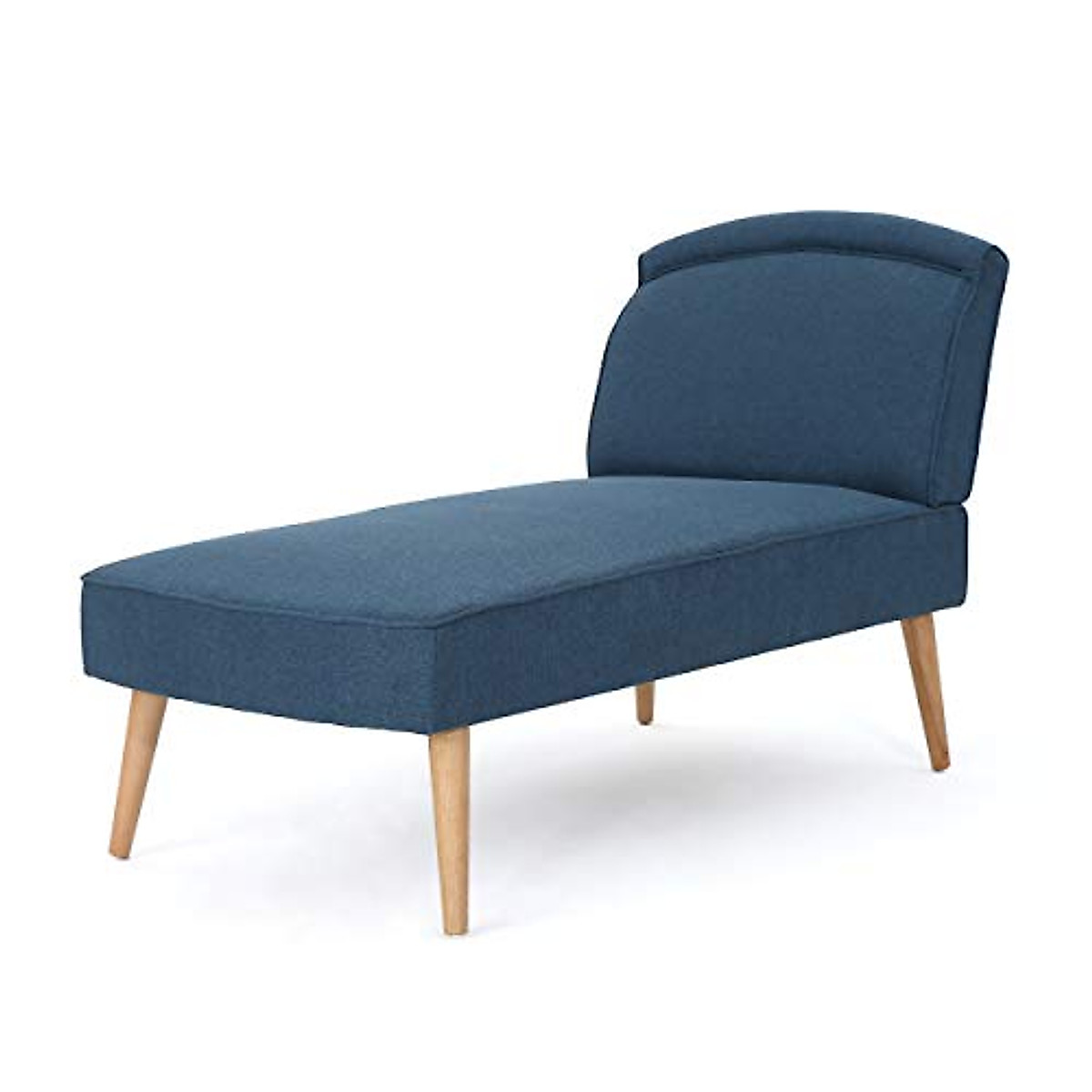 Christopher Knight Home Carisia Mid-Century Modern Fabric Chaise Lounge, Navy Blue / Natural