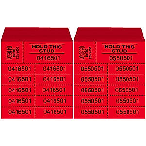 Auction Tickets - 1000 Sheets - 10 Numbers per Sheet (Red)