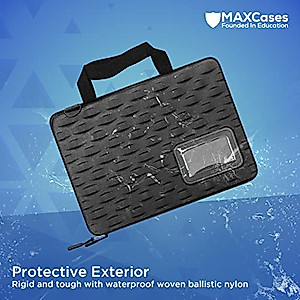 MAXCases Explorer 4 Rigid Laptop Work-In Case Shock Absorbing Ballistic Nylon Material | Slim Design, Weather-Proof Exterior w/Pocket (Black) (14 Inch)