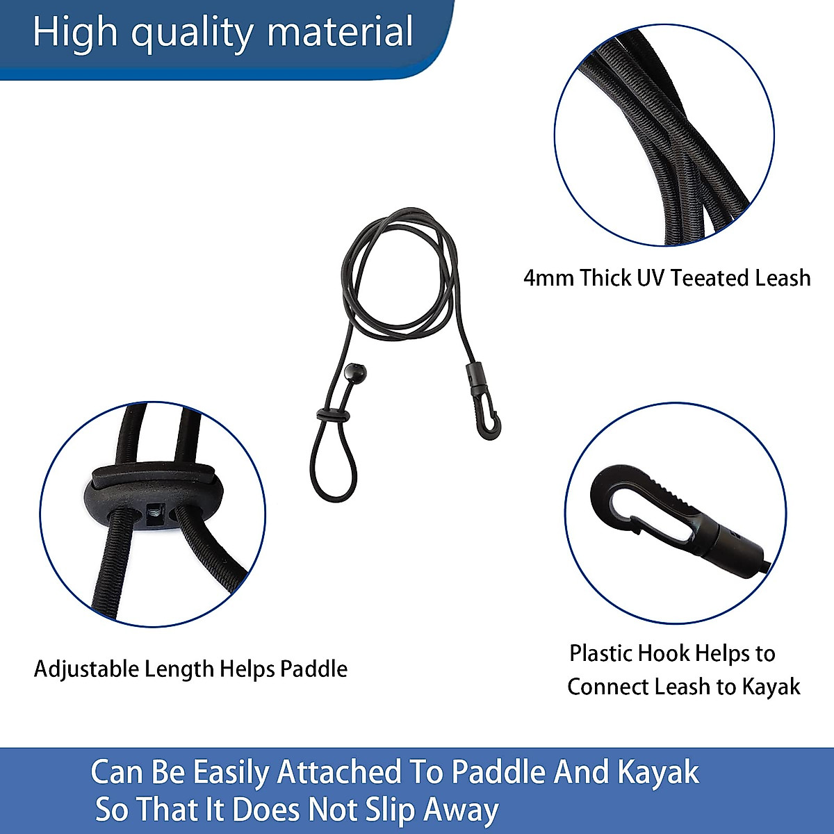 GuiPQS Kayak Paddle Leash Fishing Rod Paddle Leash Paddle Leash Paddle Holder Tool Lanyard Adjustable Canoe Paddle Fishing Rod Leash (6 Pack)