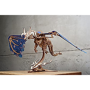 UGEARS Windstorm Dragon 3D Puzzle - Self-Assembly 3D Wooden Puzzles for Adults and Kids - Realistic 3D Dragon Puzzle Wood Model Kit with Rubber Band Motor - Laser-Cut Wooden Puzzle Mechanical Toy