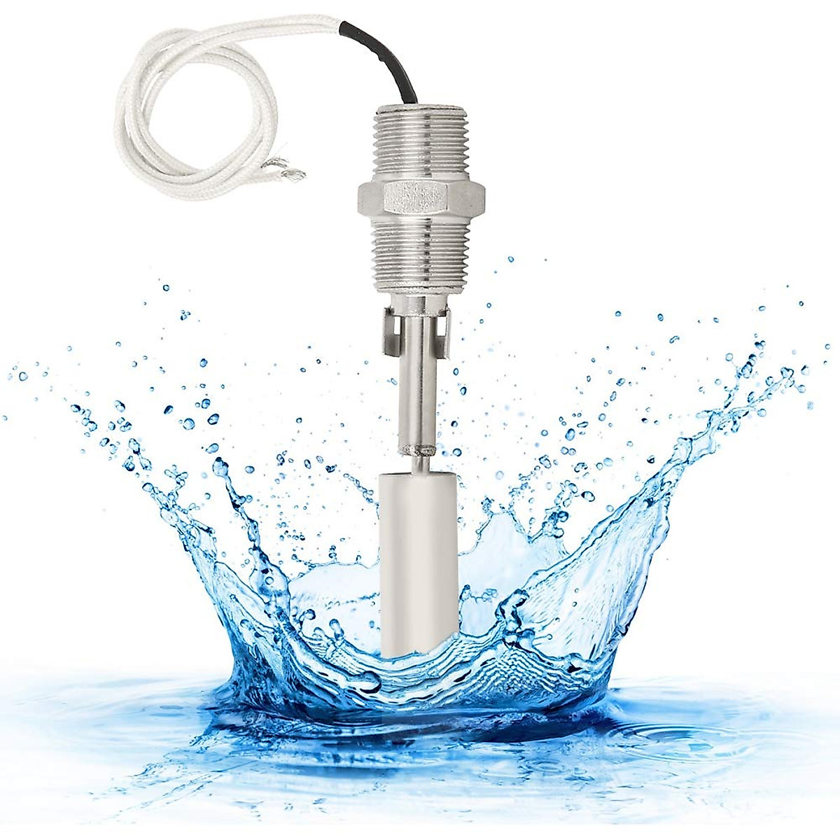 Liquid Level Sensor, Liquid Water Level Sensor Float Switch Side-Mounted 304 Stainless Steel 1/2NPT Male Thread DC0-110V, Model: YZ-SUS304 (A Type)