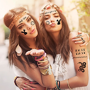 21 Sheets Halloween Tattoos, Malone Tattoos, Malone Face Temporary Tattoos Halloween Face Temporary Tattoos Skull, Spider, Snake, Lion, Owl, Bear tattoos for Halloween Costume Accessories and Parties