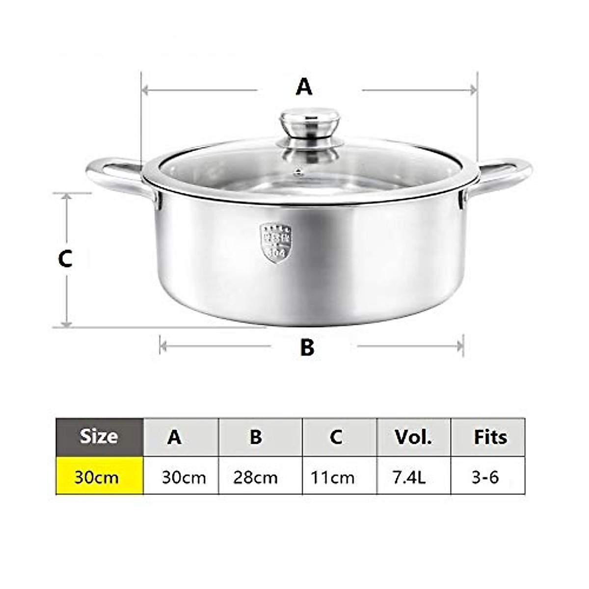 Laotesi 30cm Hot Pot with Divider, Shabu Shabu Hot Pots, LTS-12516, Food Grade Stainless Steel, Chinese Dual Sided Pot Set for Induction Cooktop, Gas Stove & Electric Stove