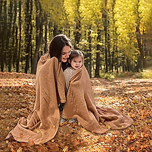Lulu moon Muslin Blankets for Adults 55”x75” - Kids Couch Throw Blanket for Boys - Light Weighted Organic Muslin Quilt for Sofa and Bed (Caramel)