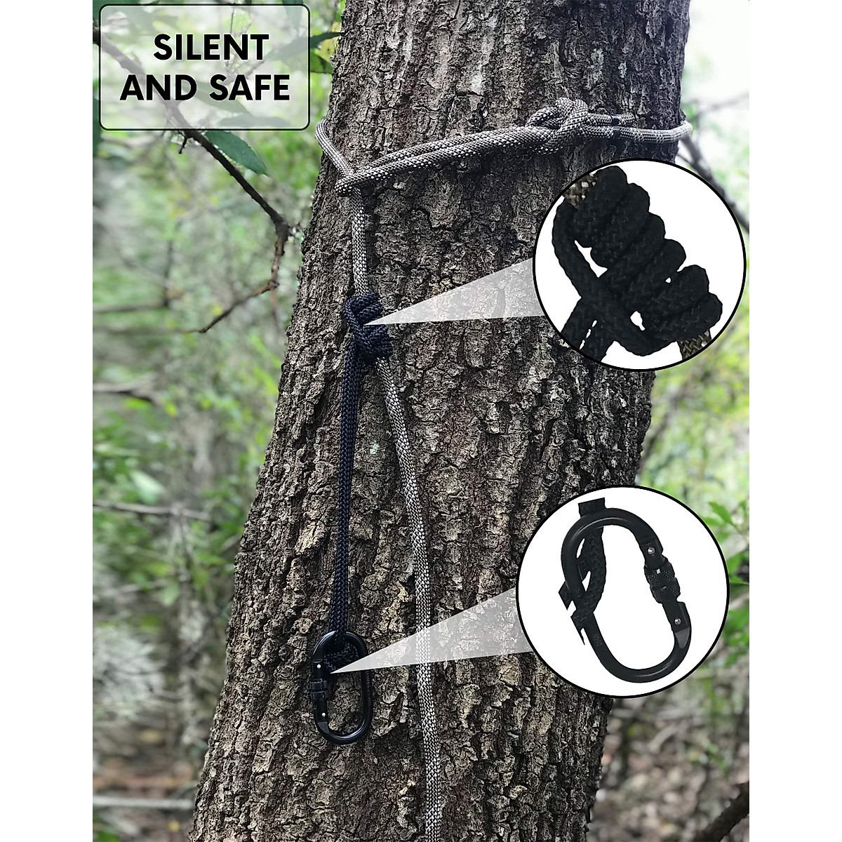 Proven Wild Treestand Safety Rope Lifeline System - 30ft Life Lines for use with Tree Stand Harness. Safety Lifeline Tree Stand Rope. 350 lb Rated Lifeline Rope.